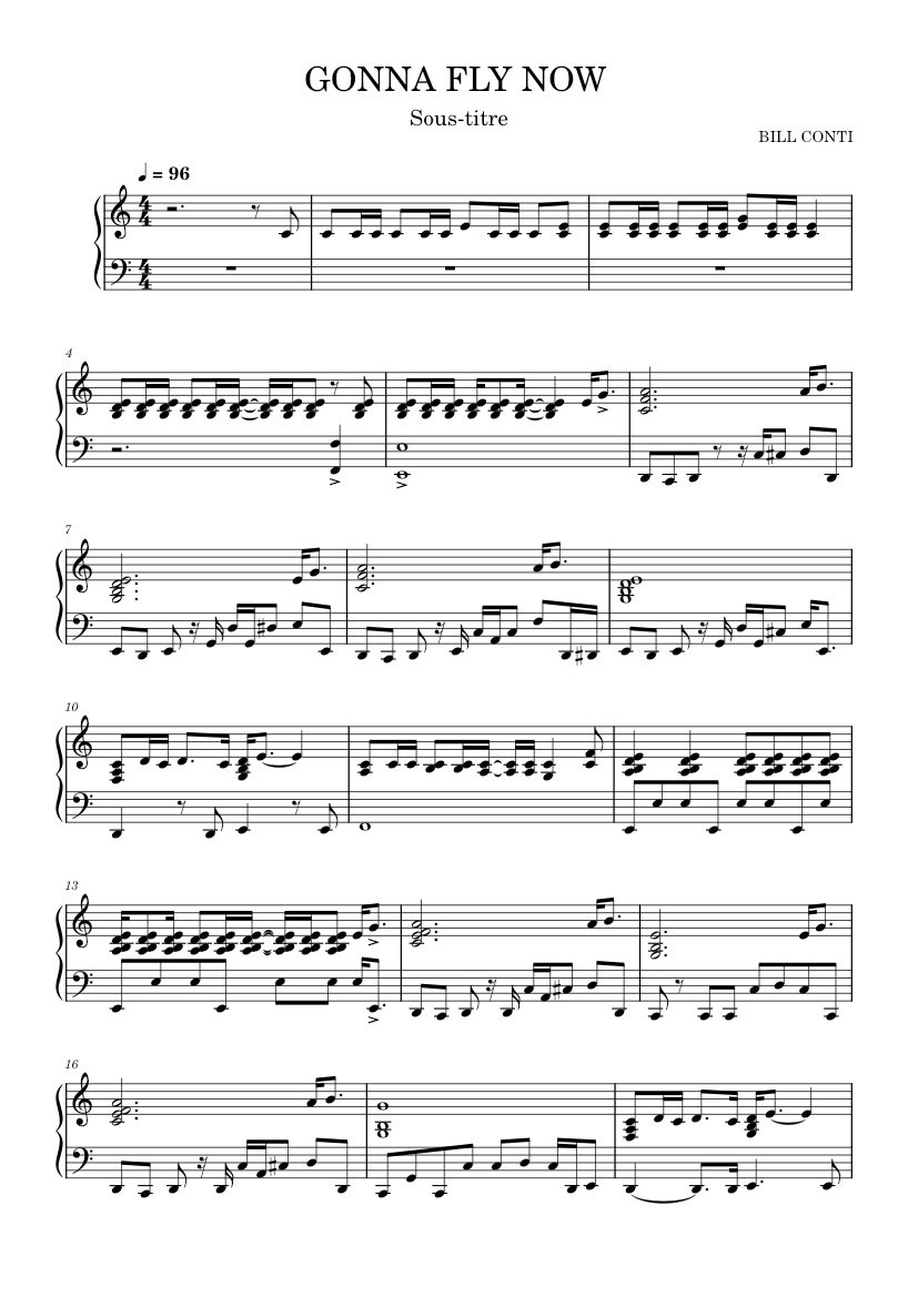 GONNA FLY NOW Sheet music for Piano (Solo) | Musescore.com