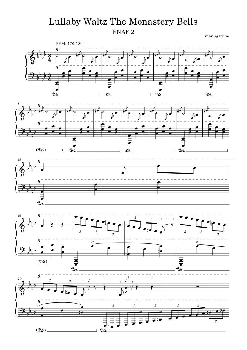 Lullaby FNAF Music Box Final Game Song Sheet Music for Piano (Solo ...
