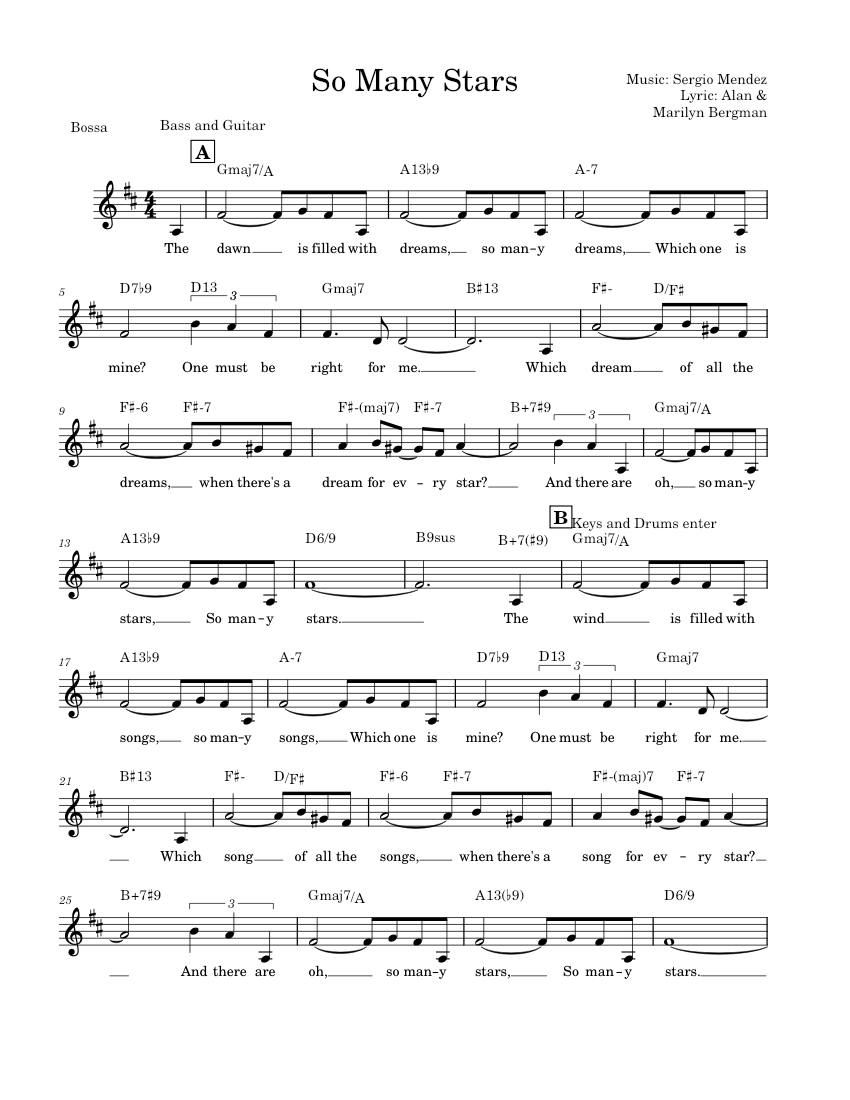 So_Many_Stars Sheet Music with Chords for Piano (Solo) easy | MuseScore.com