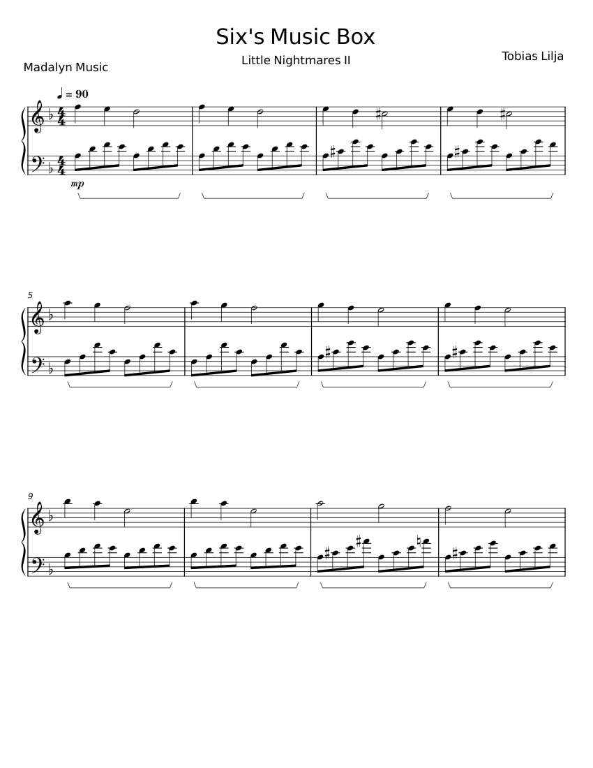 Six's Music Box - Tobias Lilja Sheet music for Piano (Solo) Easy ...