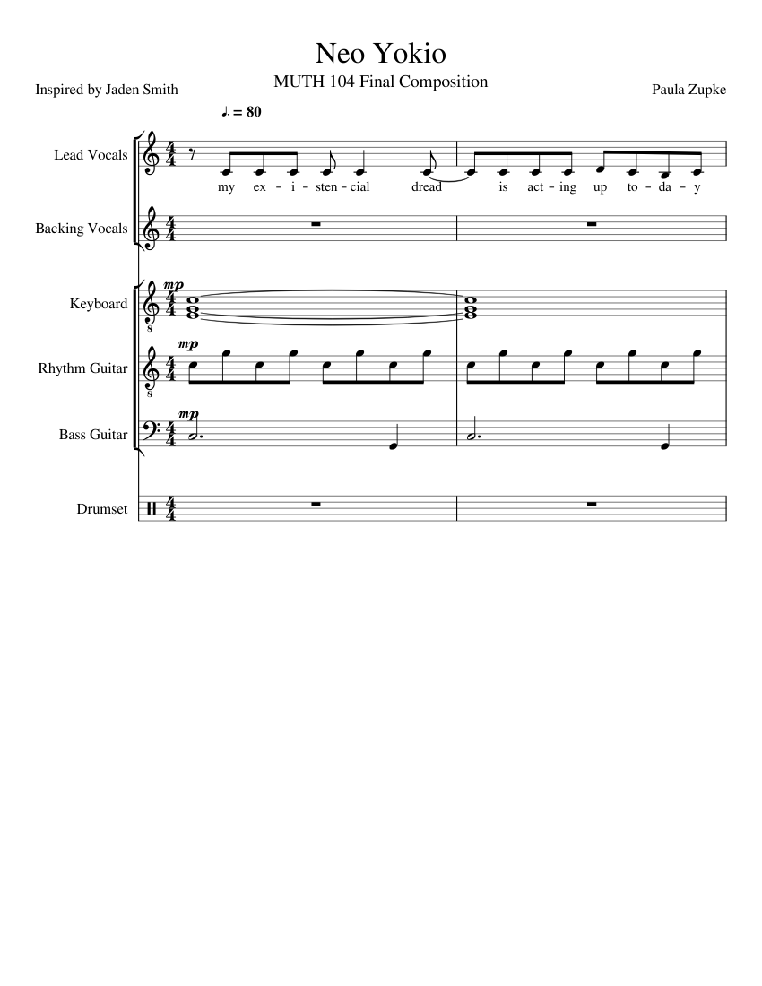 Paula Zupke MUTH 104 Final Composition 2018 Sheet music for Vocals ...