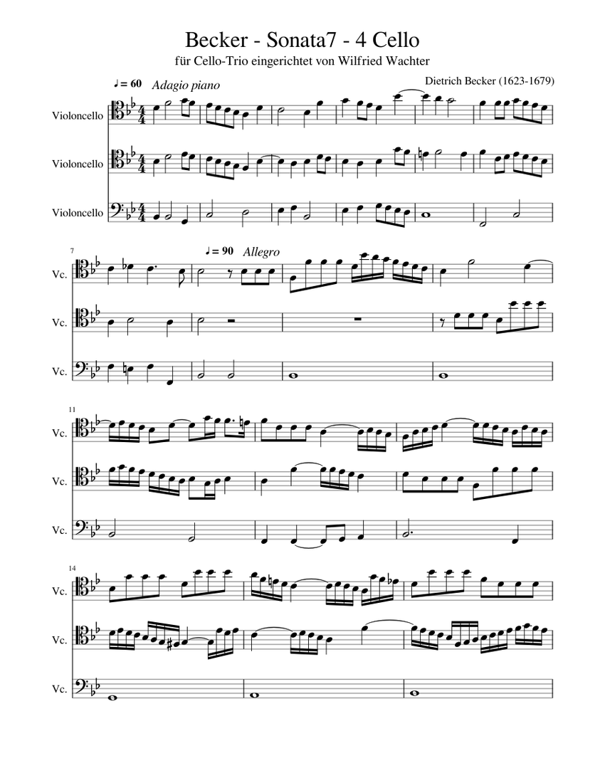 Becker - Sonata7 - 4 Cello Sheet music for Cello (Mixed Trio ...