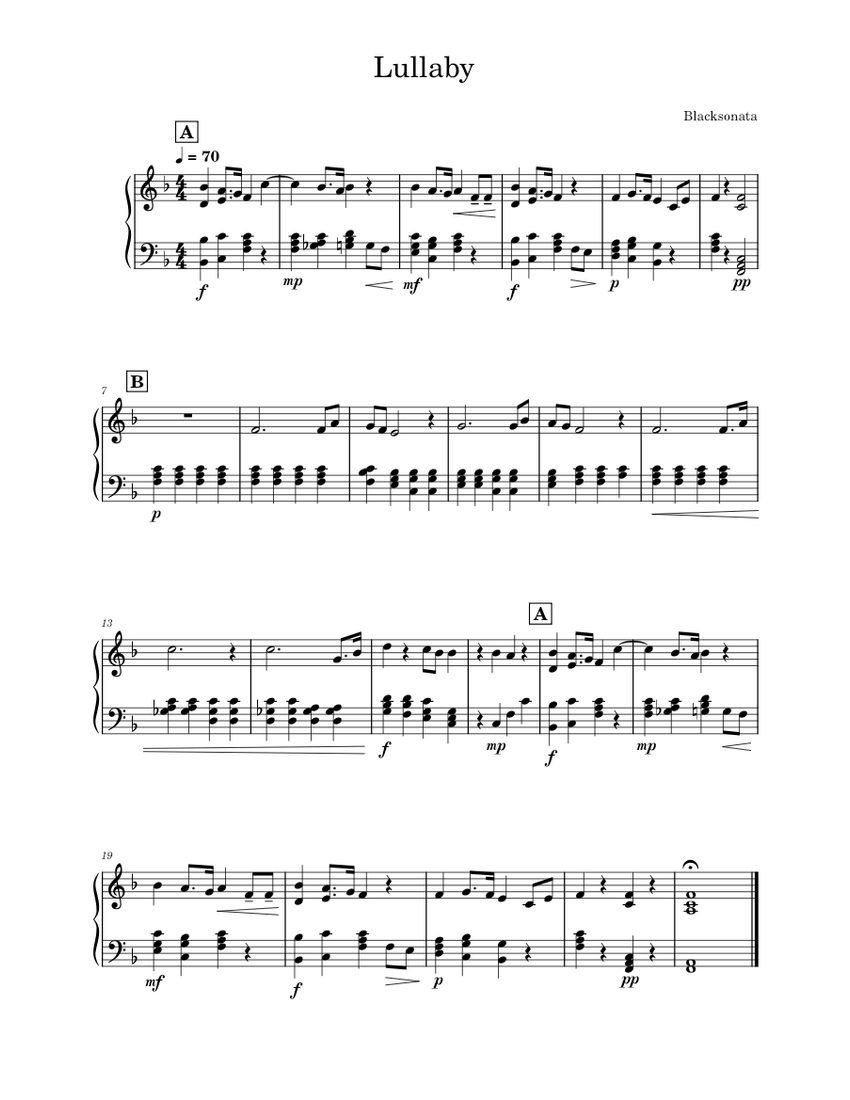 Lullaby Sheet music for Piano (Solo) | Musescore.com