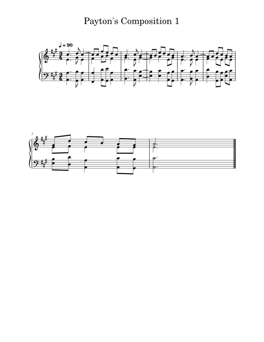 Payton's Composition 1 Sheet music for Piano (Solo) | Musescore.com