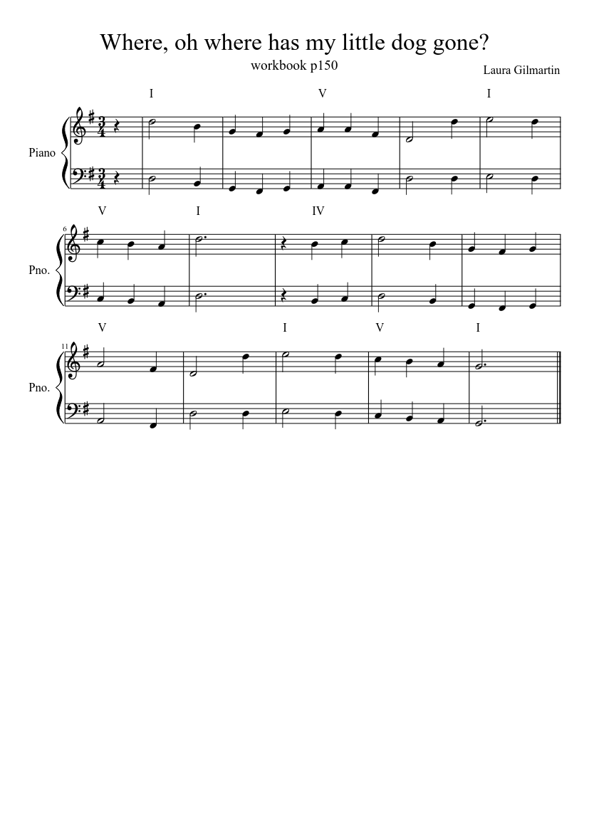 Where, oh where has my little dog gone? Sheet music for Piano (Solo ...