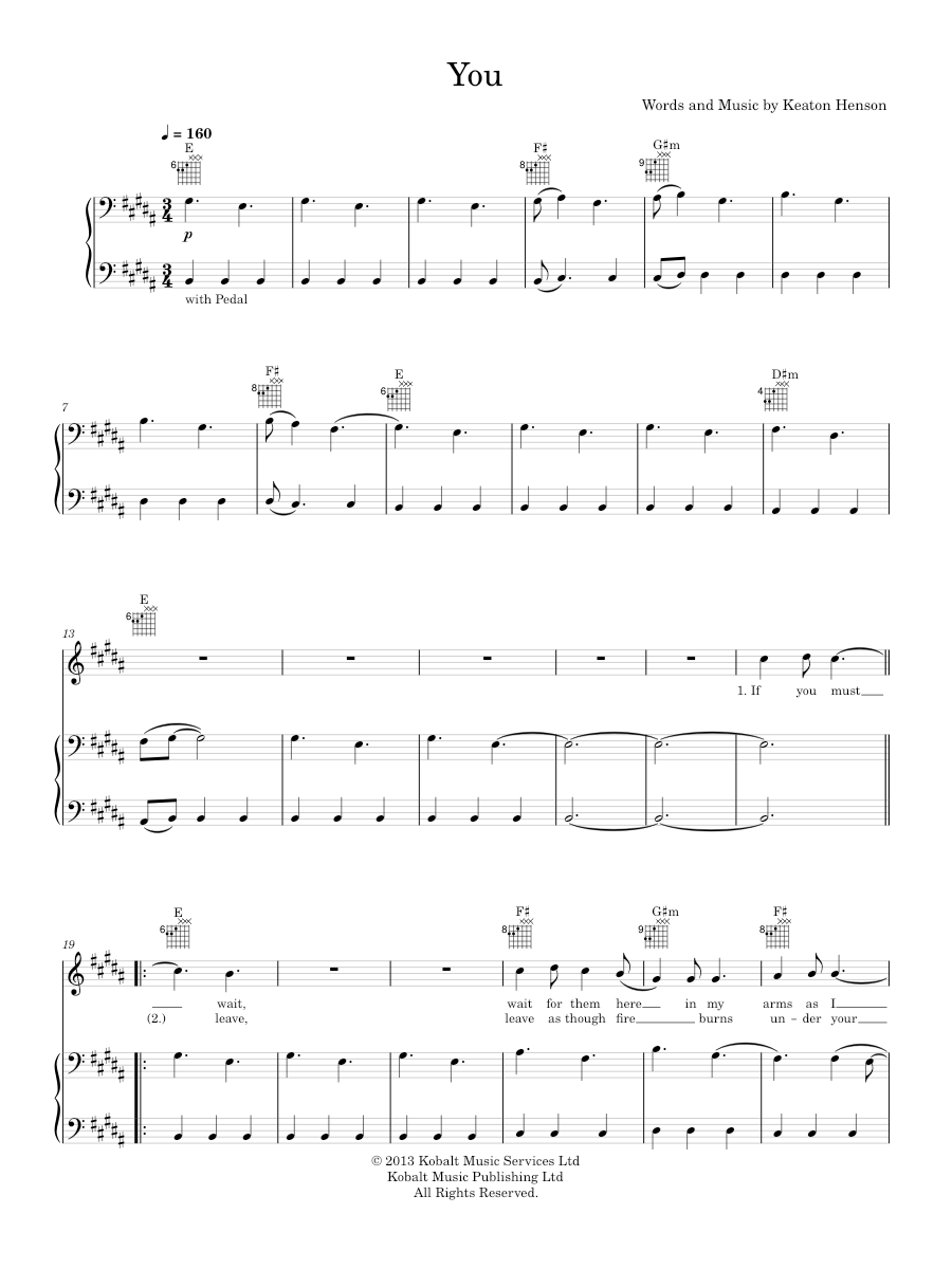 you Sheet music for Piano, Vocals: Music Notes