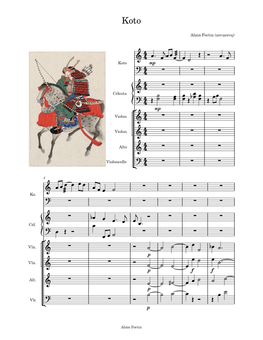 Koto Sheet music for Celesta, Violin, Viola, Cello & more instruments ...