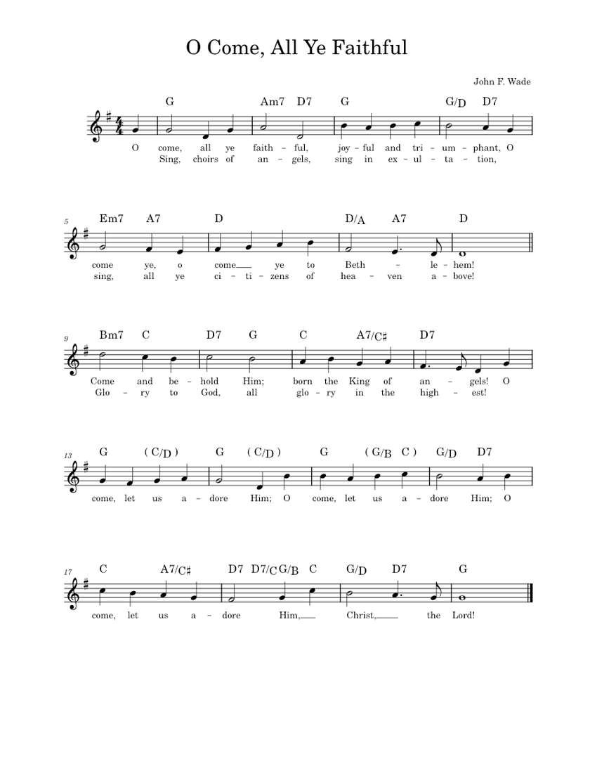 O Come, All Ye Faithful Sheet music for Piano (Solo) Easy | Musescore.com