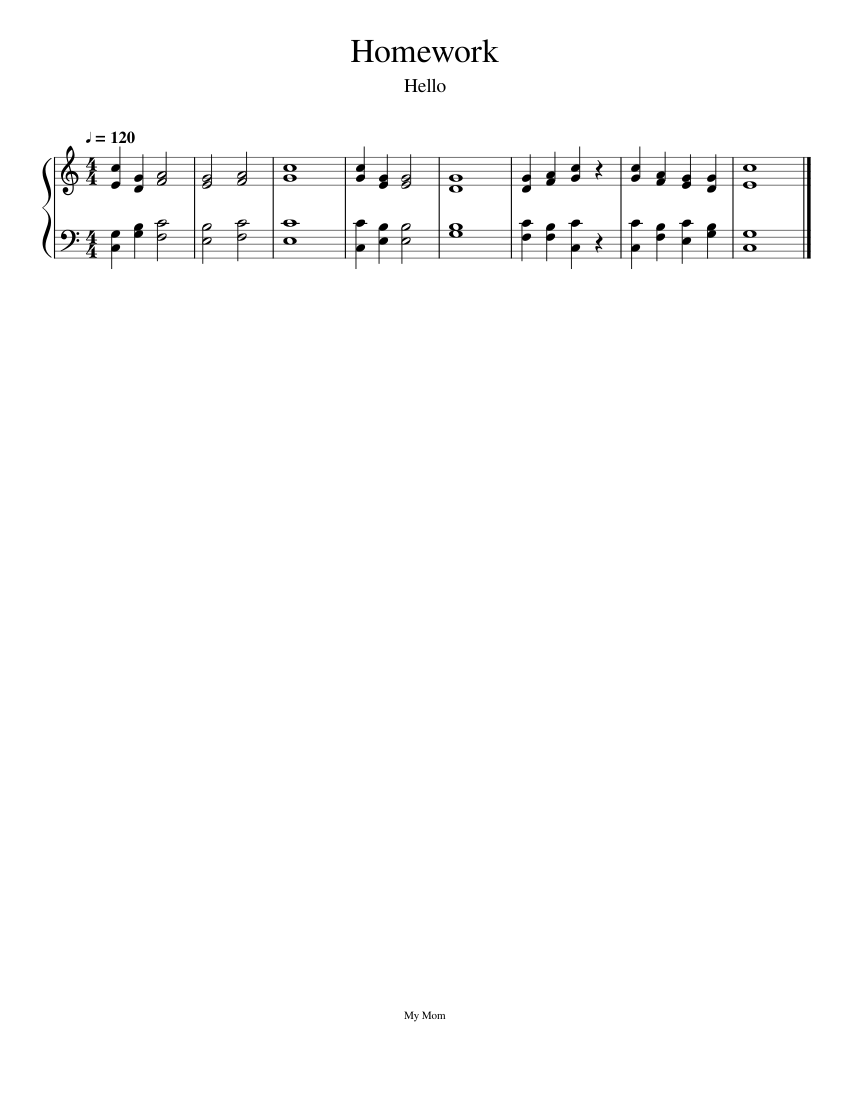 Homework Sheet music for Piano (Solo) | Musescore.com
