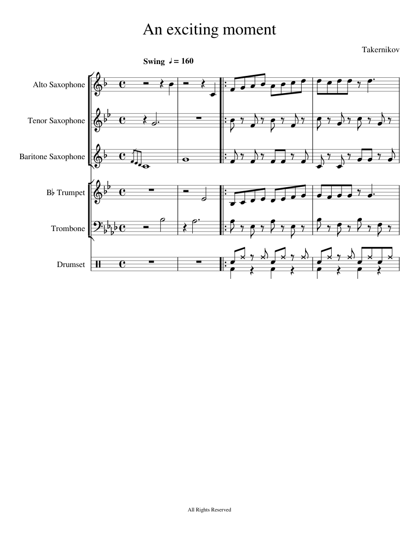 🎷🥁An exciting moment Sheet music for Trombone, Saxophone alto ...