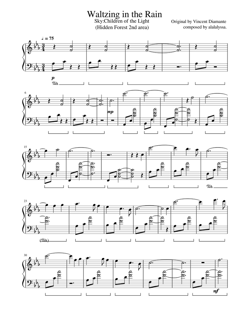 (PIANO)Sky Children of the Light: Waltzing in the Rain(Hidden Forest ...