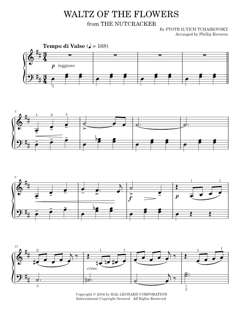 Waltz of the Flowers Sheet music for Piano by Pyotr Ilyich Tchaikovsky ...