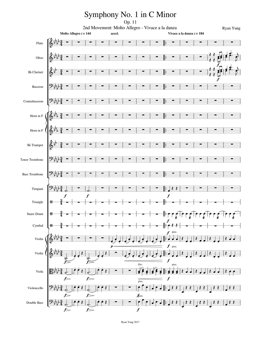 Symphony No. 1 2nd Movement by Ryan Yung Sheet music for Trombone tenor, Trombone bass, Flute ...