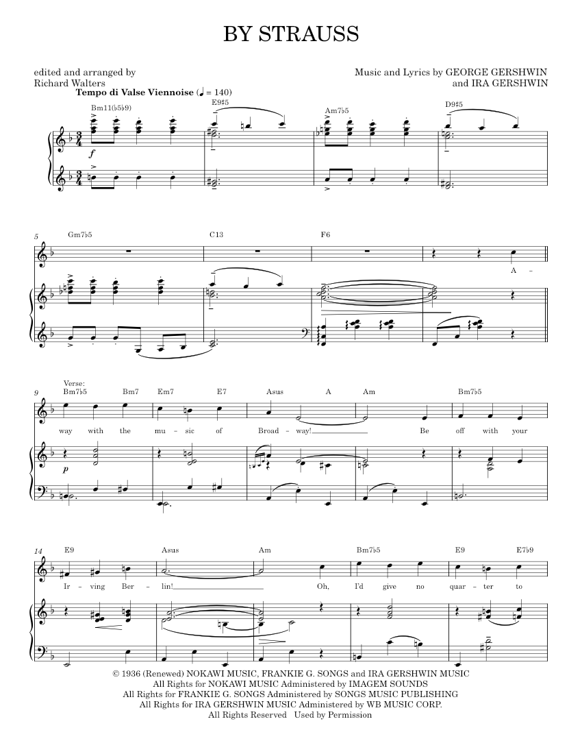 By Strauss Sheet music for Piano, Vocals by George Gershwin Official ...