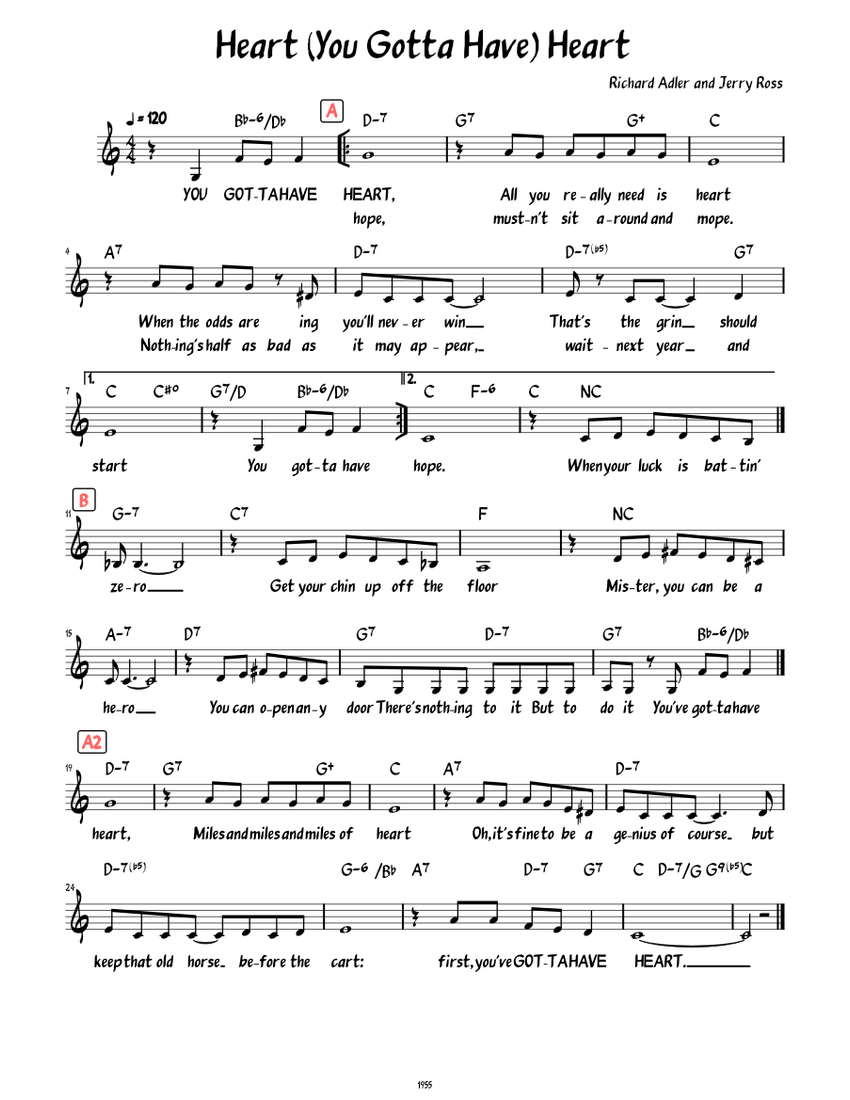 Heart (You Gotta Have Heart) (Lead sheet with lyrics ) Sheet music for ...