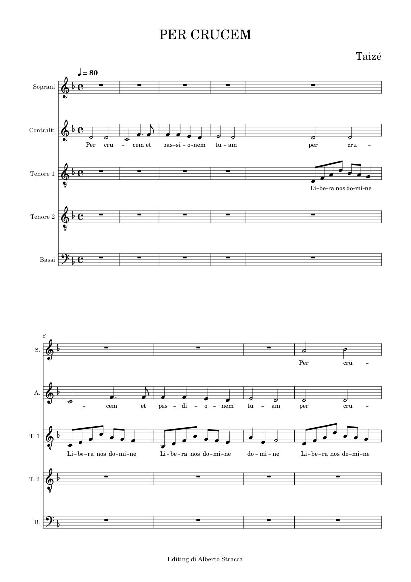 Per crucem – Taizé PER CRUCEM con contrappunto Sheet Music for Piano ...