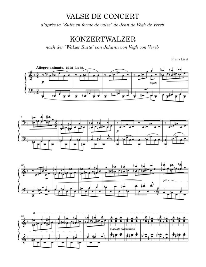 Liszt - Valse de Concert Sheet music for Piano (Solo) | Musescore.com