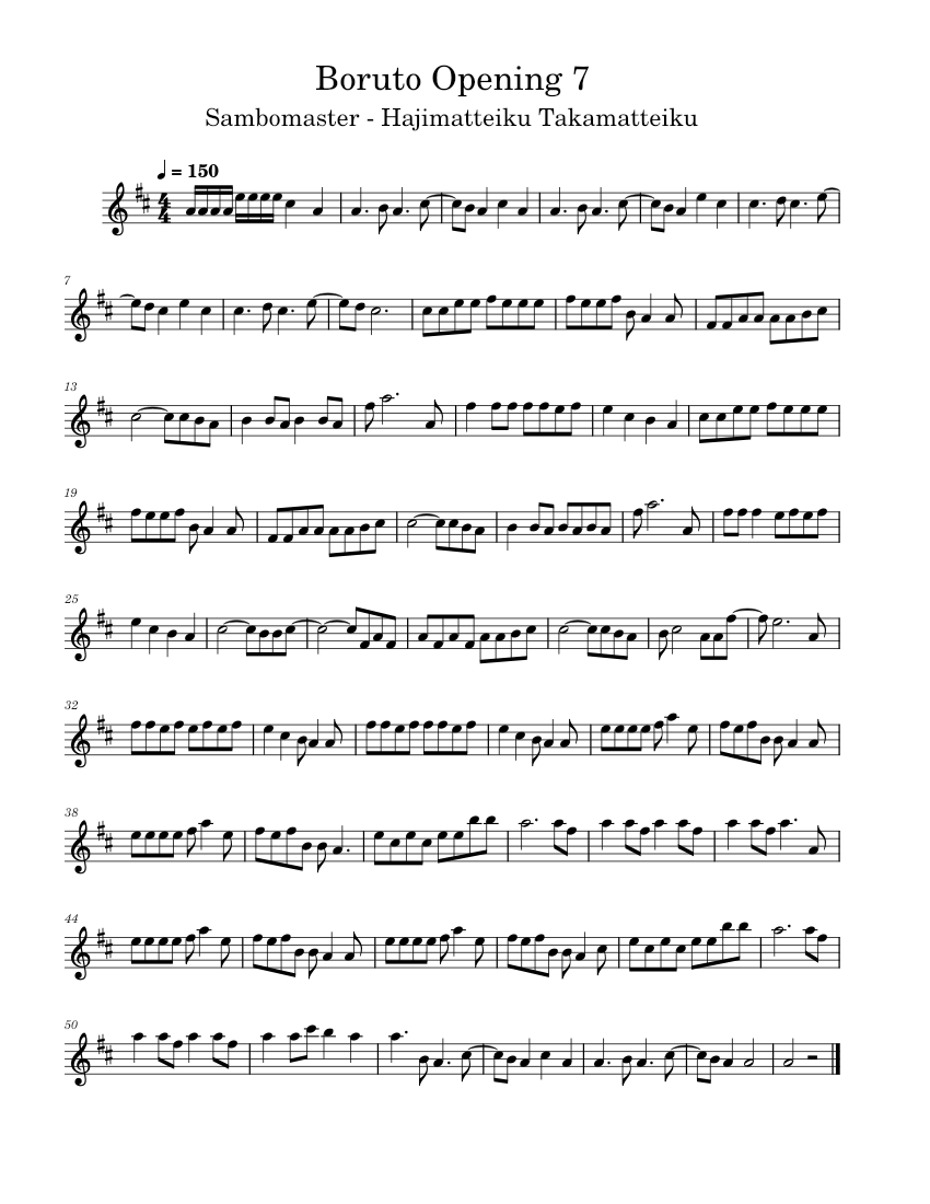 Boruto Opening 7 Sheet music for Flute (Solo) | Musescore.com