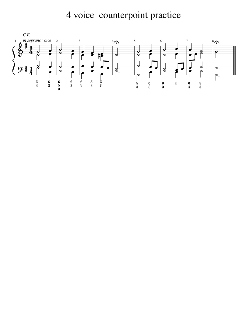 4 voice counterpoint practice Sheet music for Piano (Solo) Easy | Musescore.com