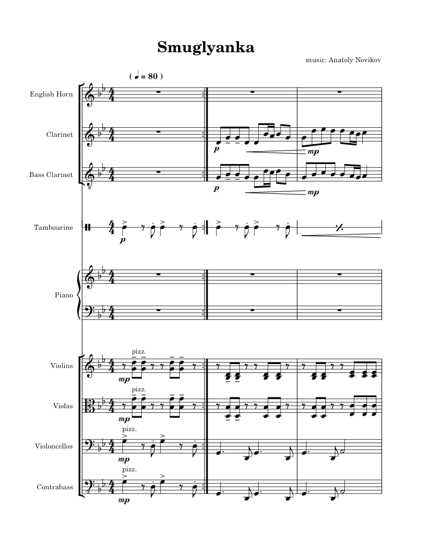 Smuglyanka Sheet music for Piano, Oboe, Drum group, Strings group ...