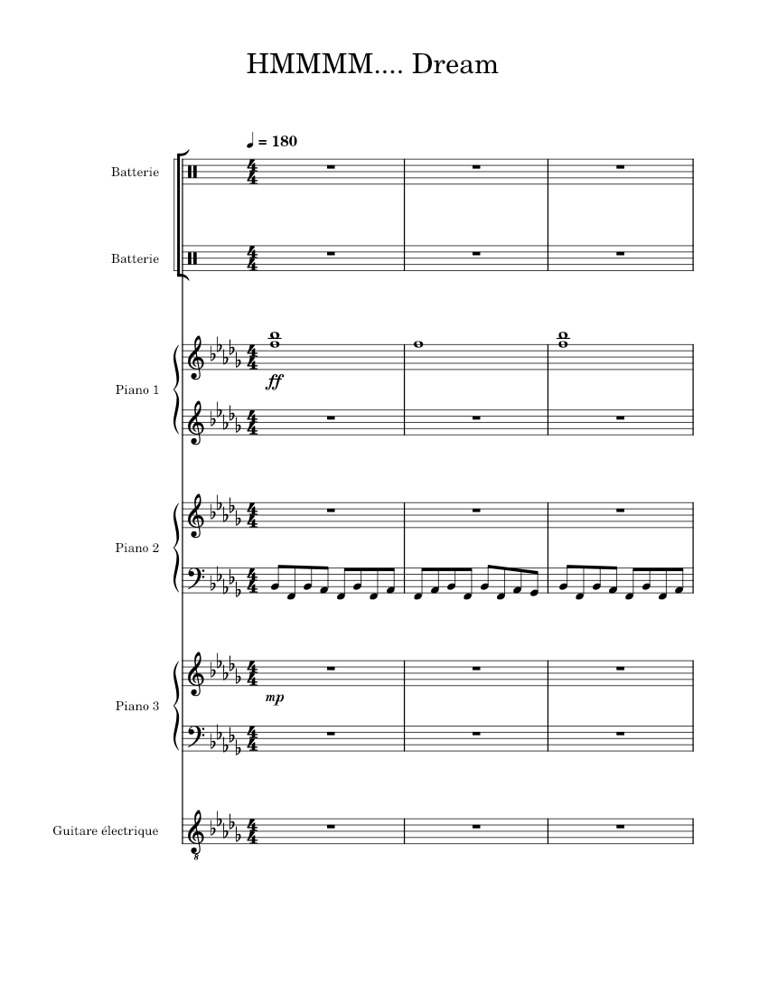 HHMMMM... Dream – Dream . Sheet music for Piano, Guitar, Drum group ...