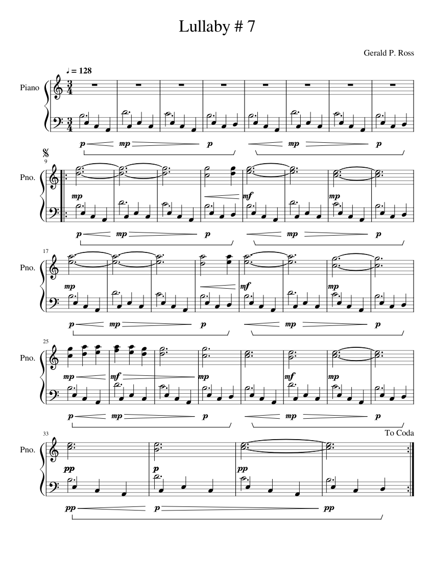 Lullaby #7 Sheet music for Piano (Piano Duo) | Musescore.com