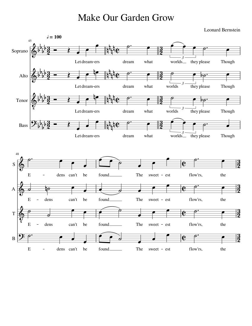 Make Our Garden Grow Sheet Music for Trombone bass, Saxophone tenor ...