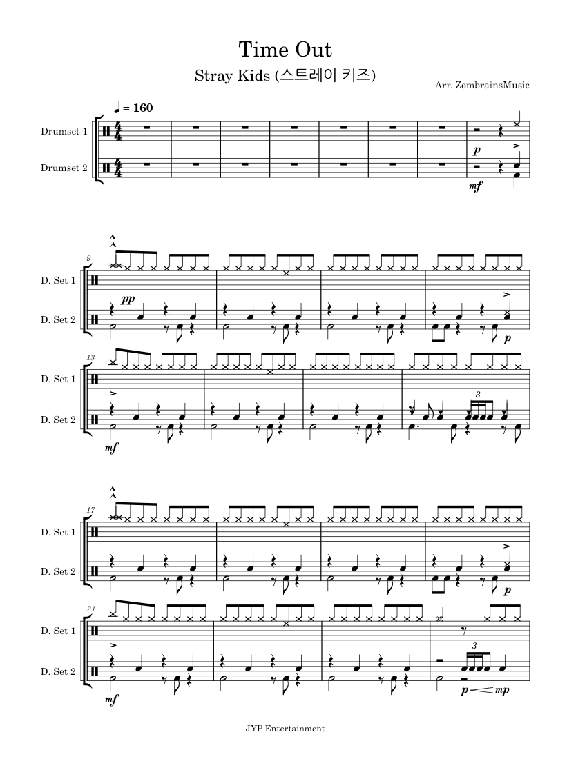 Mixtape : Time Out – Stray Kids (스트레이 키즈) (Drumset) Sheet music for ...