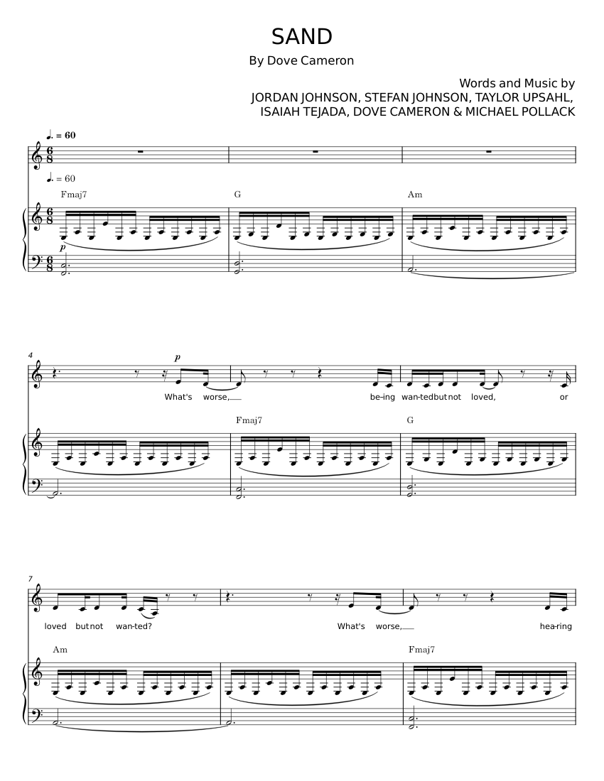 SAND - JORDAN JOHNSON Sheet music for Piano, Synthesizer (Mixed Duet ...