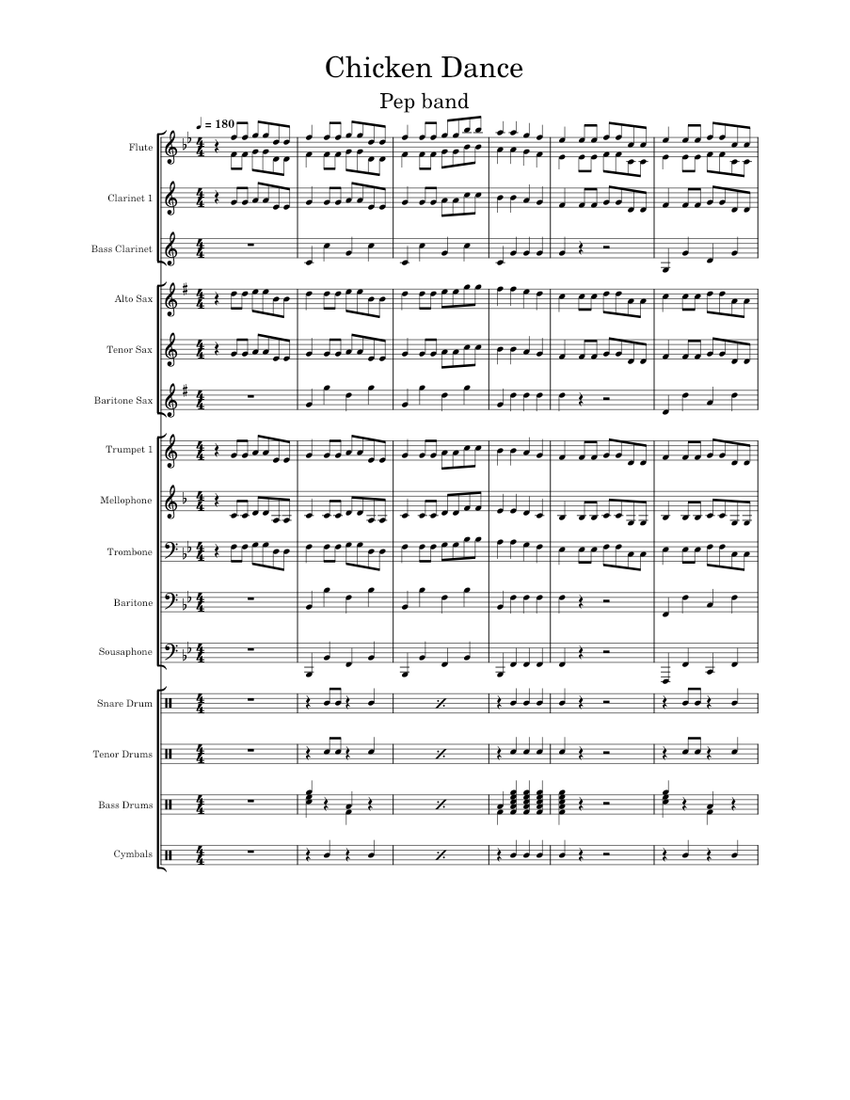 Chicken Dance Sheet music for Trombone, Flute, Clarinet in b-flat ...