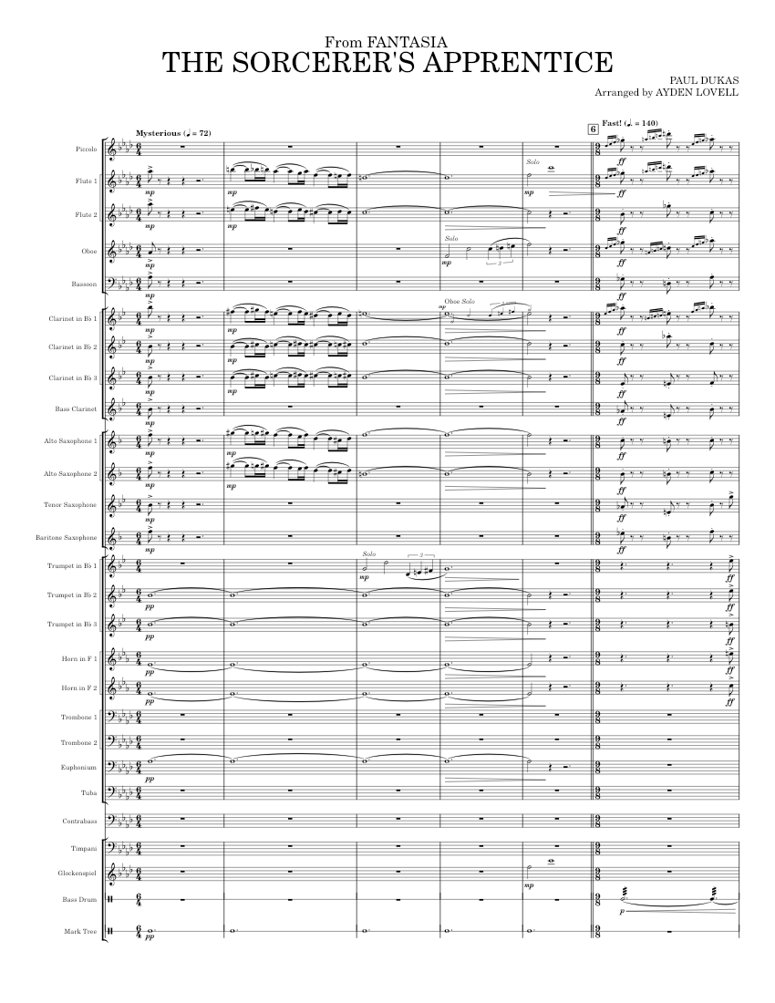 The Sorcerer’s Apprentice – Paul Dukas (WIP) Sheet music for Trombone, Tuba, Flute, Oboe & more ...