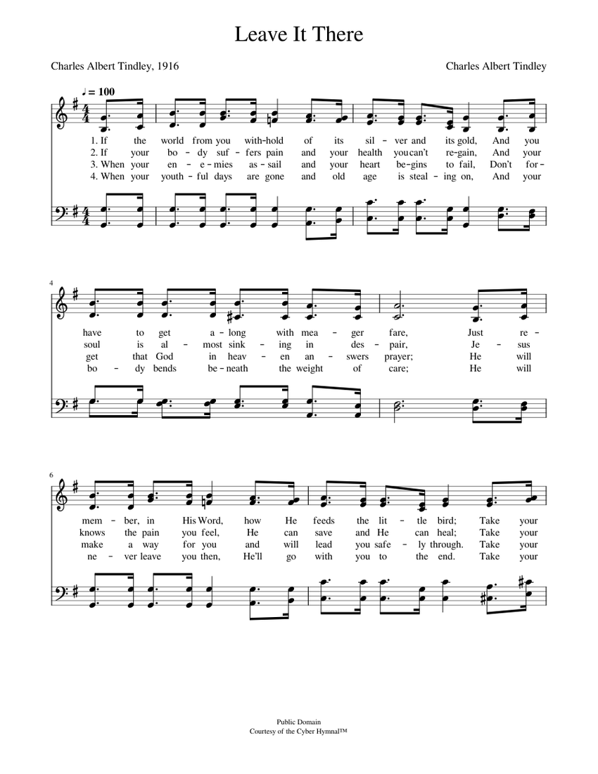 Leave it there - Charles A. Tindley Sheet music for Piano (Piano Duo ...