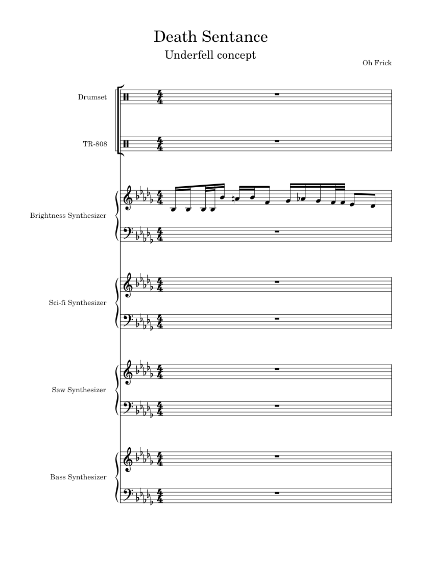 Death Sentence - Underfell Sheet music for Bass guitar, Drum group ...