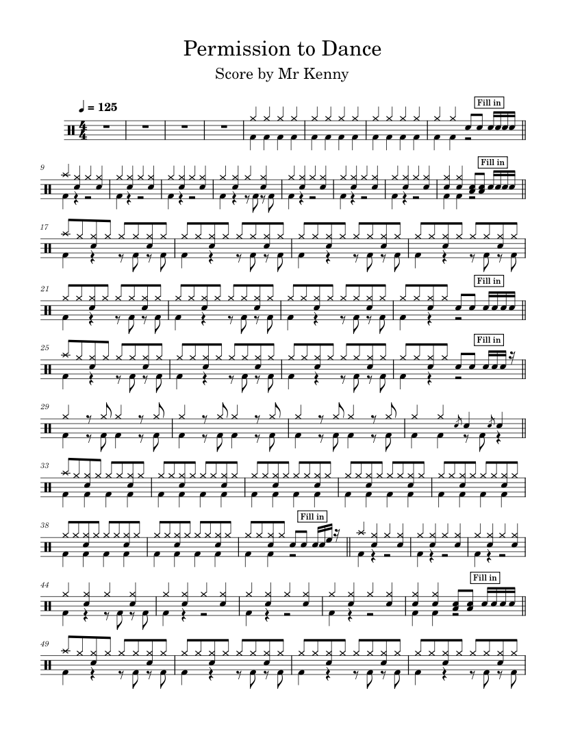 Permission to Dance Drum Score Sheet music for Drum group (Solo ...