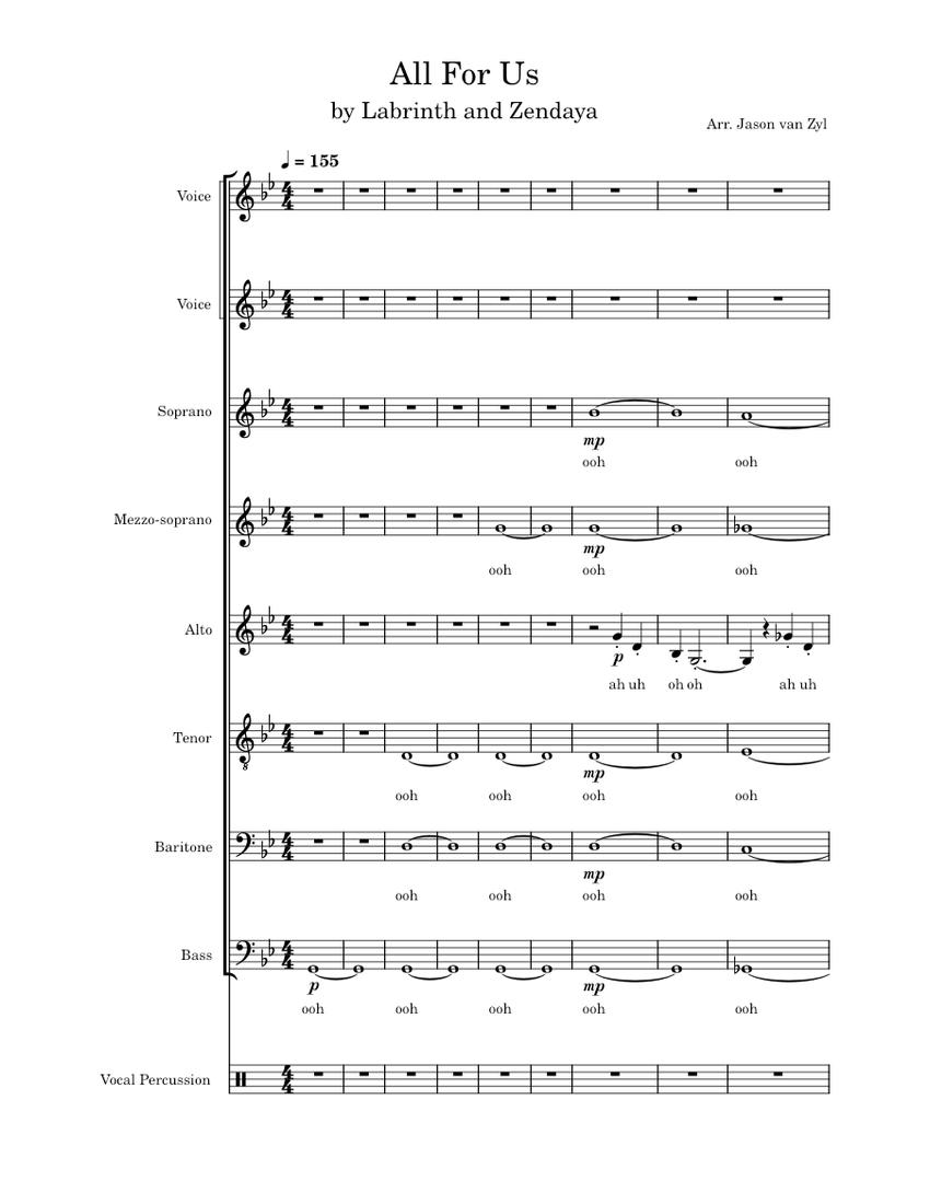 All For Us – Labrinth and Zendaya Sheet music for Soprano, Alto, Tenor ...