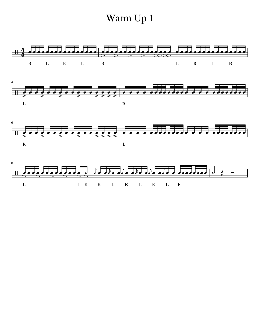 Warm Up 1 Sheet music for Snare drum (Solo) | Musescore.com