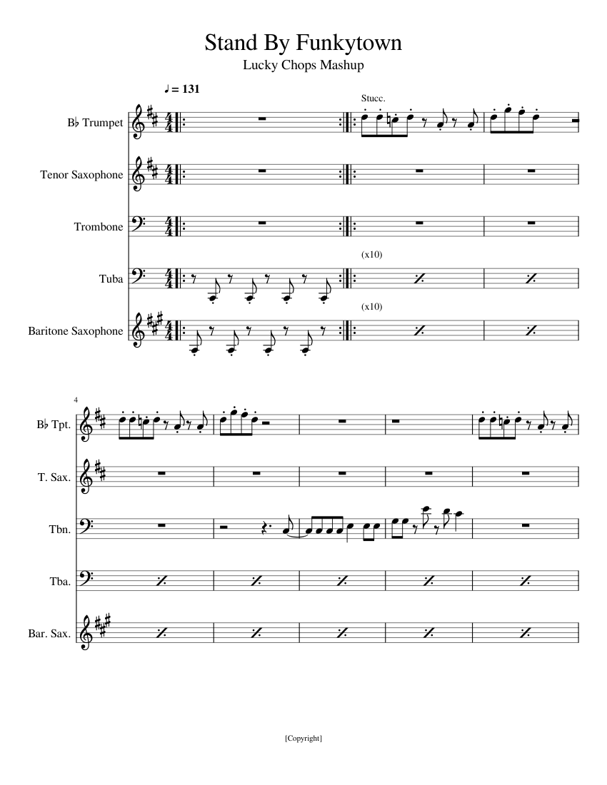 Stand By Funkytown Sheet music for Trombone, Tuba, Saxophone tenor ...