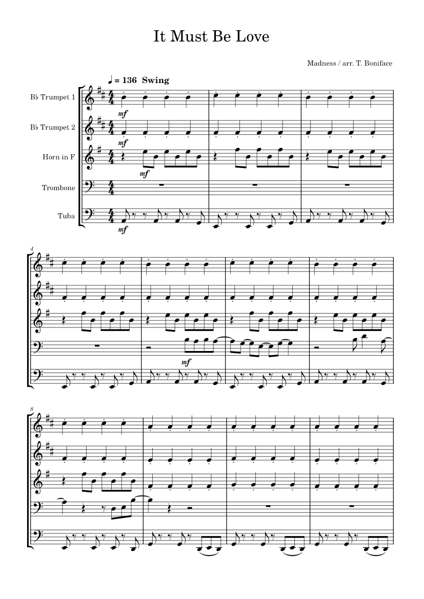 It Must Be Love for Brass Quintet Sheet music for Trombone, Tuba ...