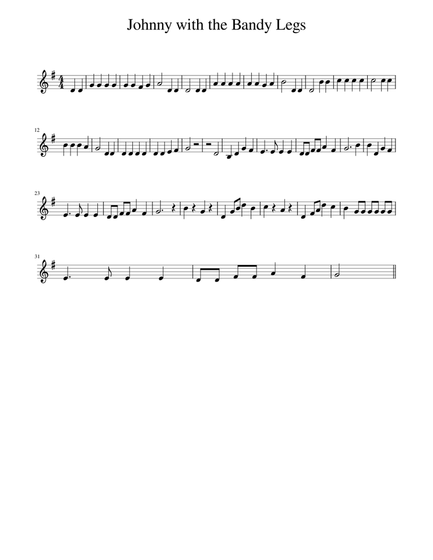Johnny with the Bandy Legs Sheet music for Piano (Solo) | Musescore.com