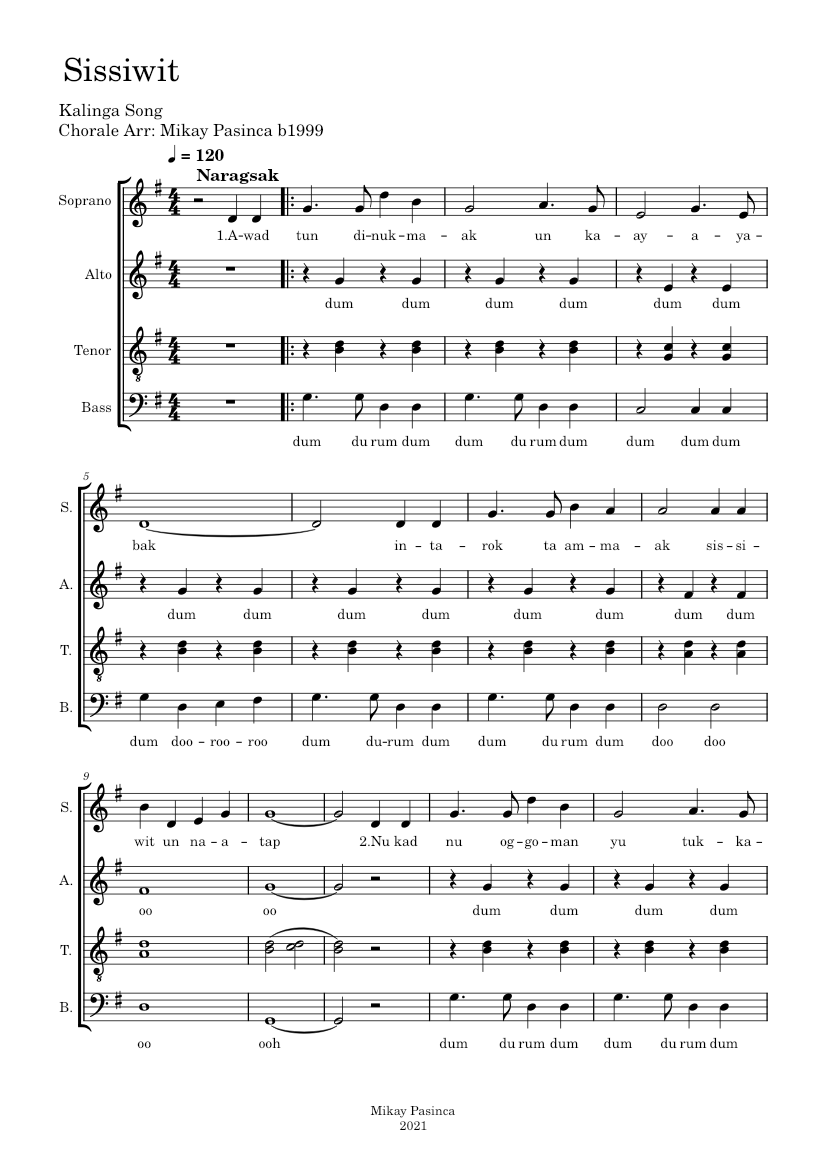 Sissiwit Sheet music for Soprano, Alto, Tenor, Bass voice (A Capella ...