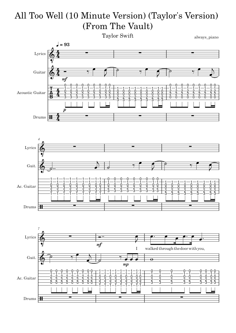 All Too Well (10 Minute Version) (Taylor's Version) (From The Vault ...