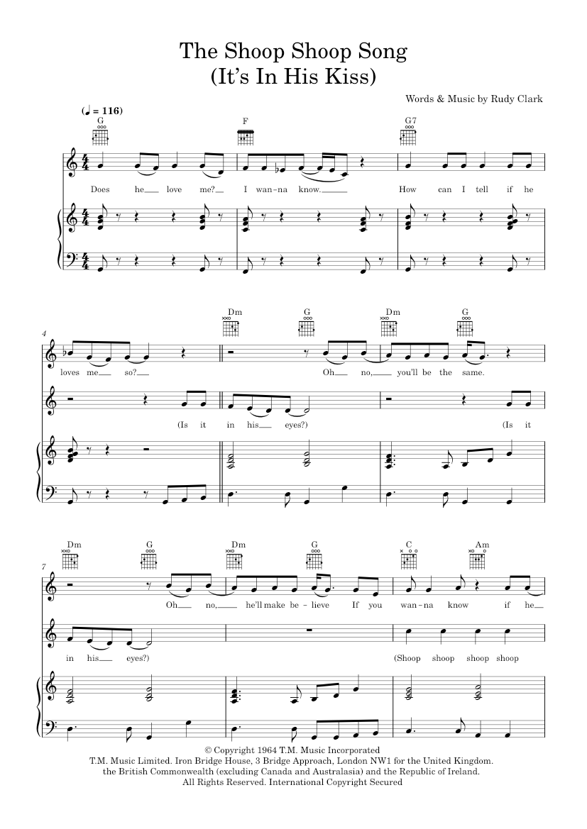 the shoop shoop song Sheet music for Piano, Vocals by Cher Official ...