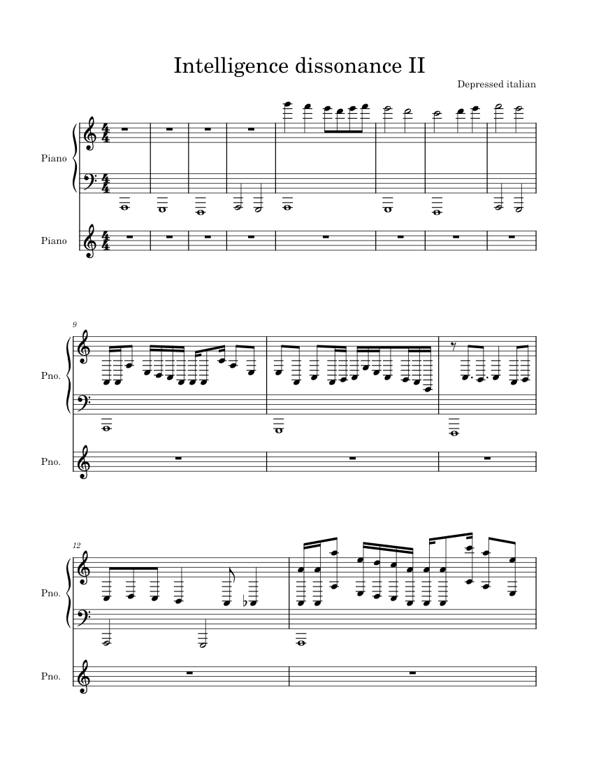 Intelligence Dissonance II – Depressed Italian Sheet music for Piano ...