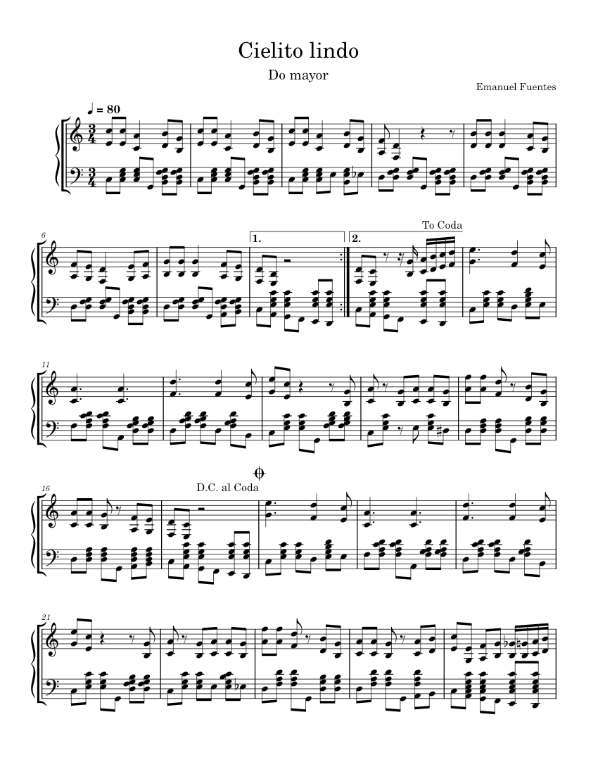 Cielito Lindo – Quirino Mendoza Y Cortés Cielito lindo - Arr: Emanuel ...