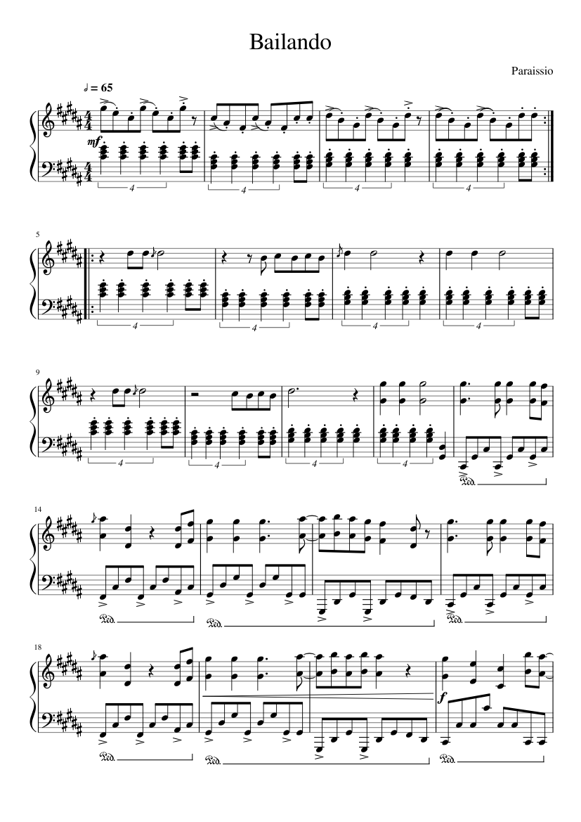 Bailando Sheet music for Piano (Solo) | Musescore.com