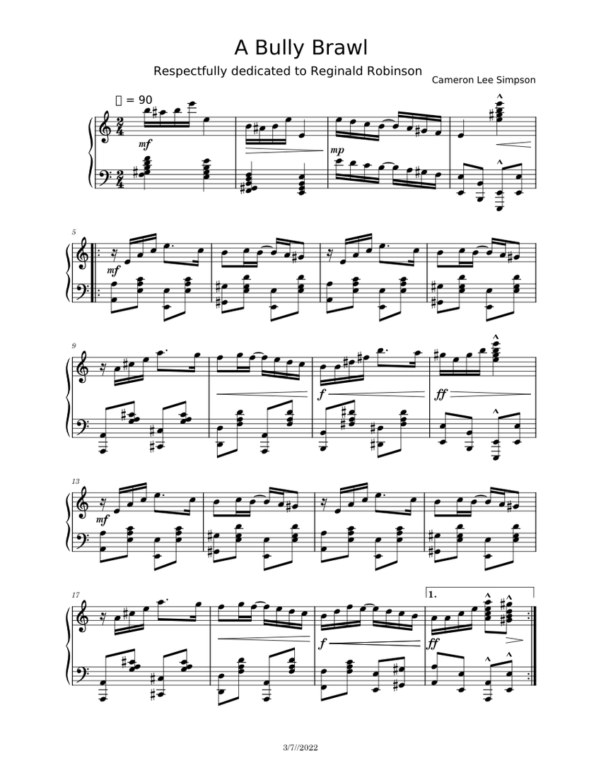 A Bully Brawl Sheet music for Piano (Solo) | Musescore.com