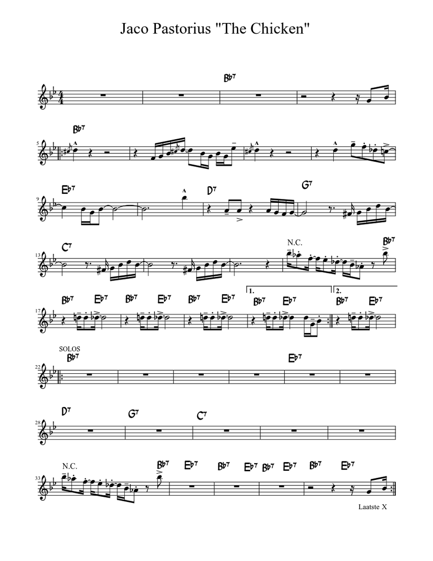 The Chicken Jaco Pastorius - Bb Sheet music for Saxophone alto (Solo ...