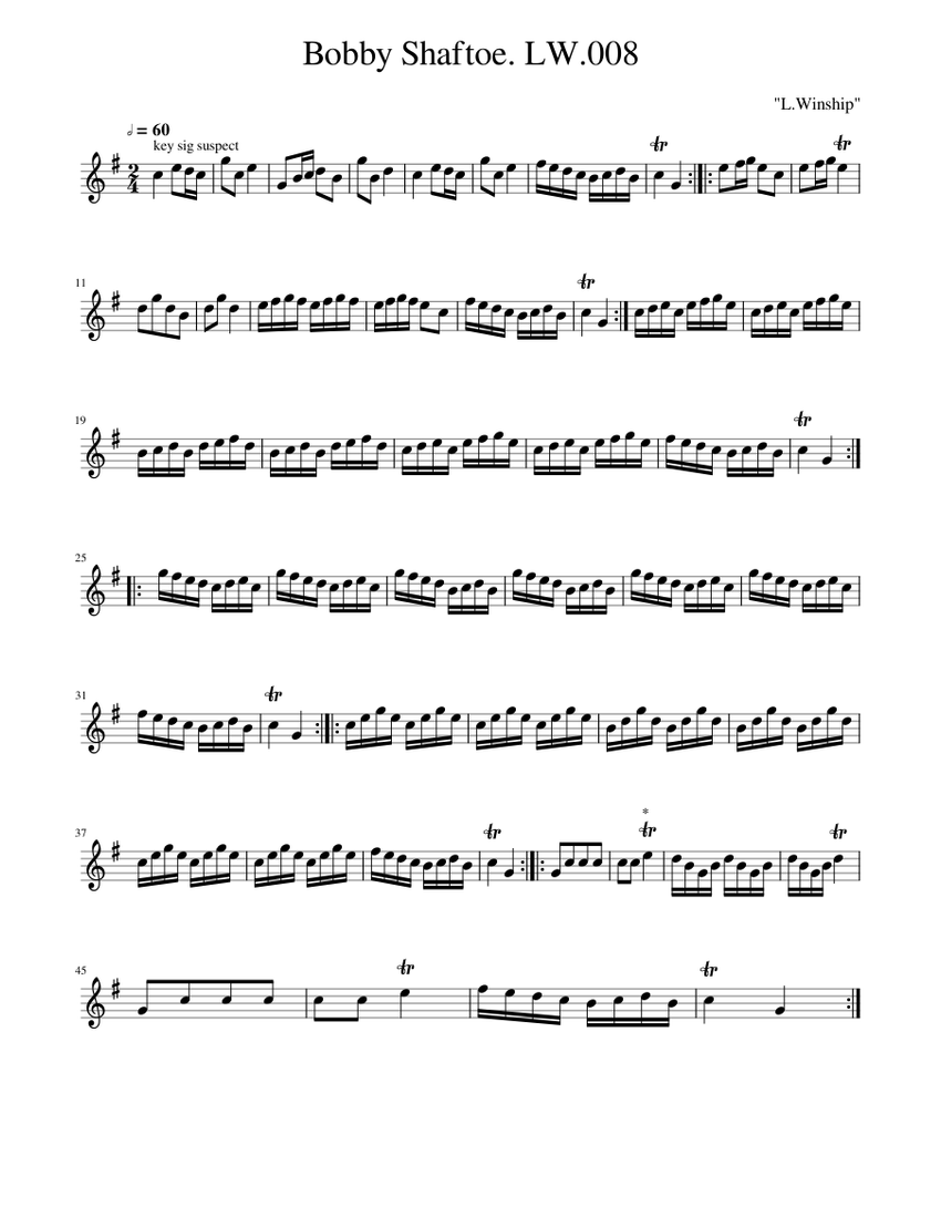 Bobby Shaftoe. LW.008 Sheet music for Piano (Solo) Easy | Musescore.com