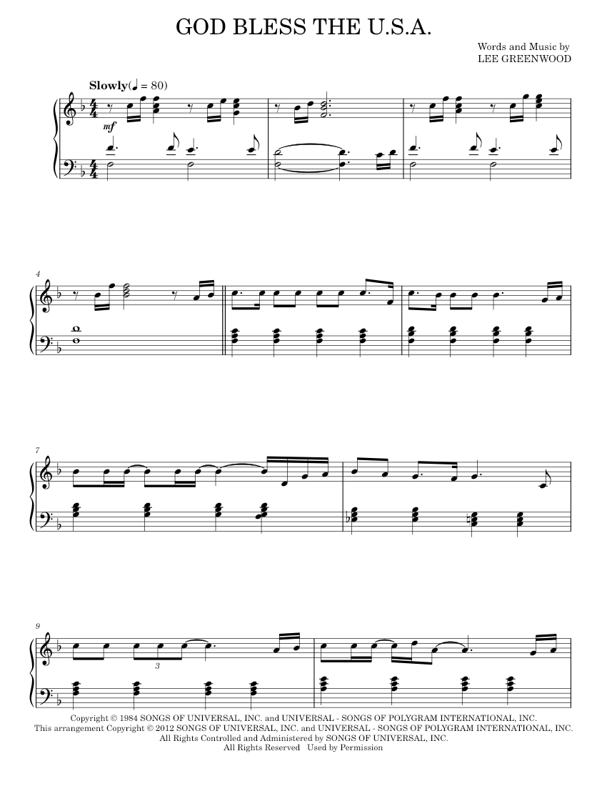 Play Official version of God Bless The U.S.A. sheet music by Lee ...