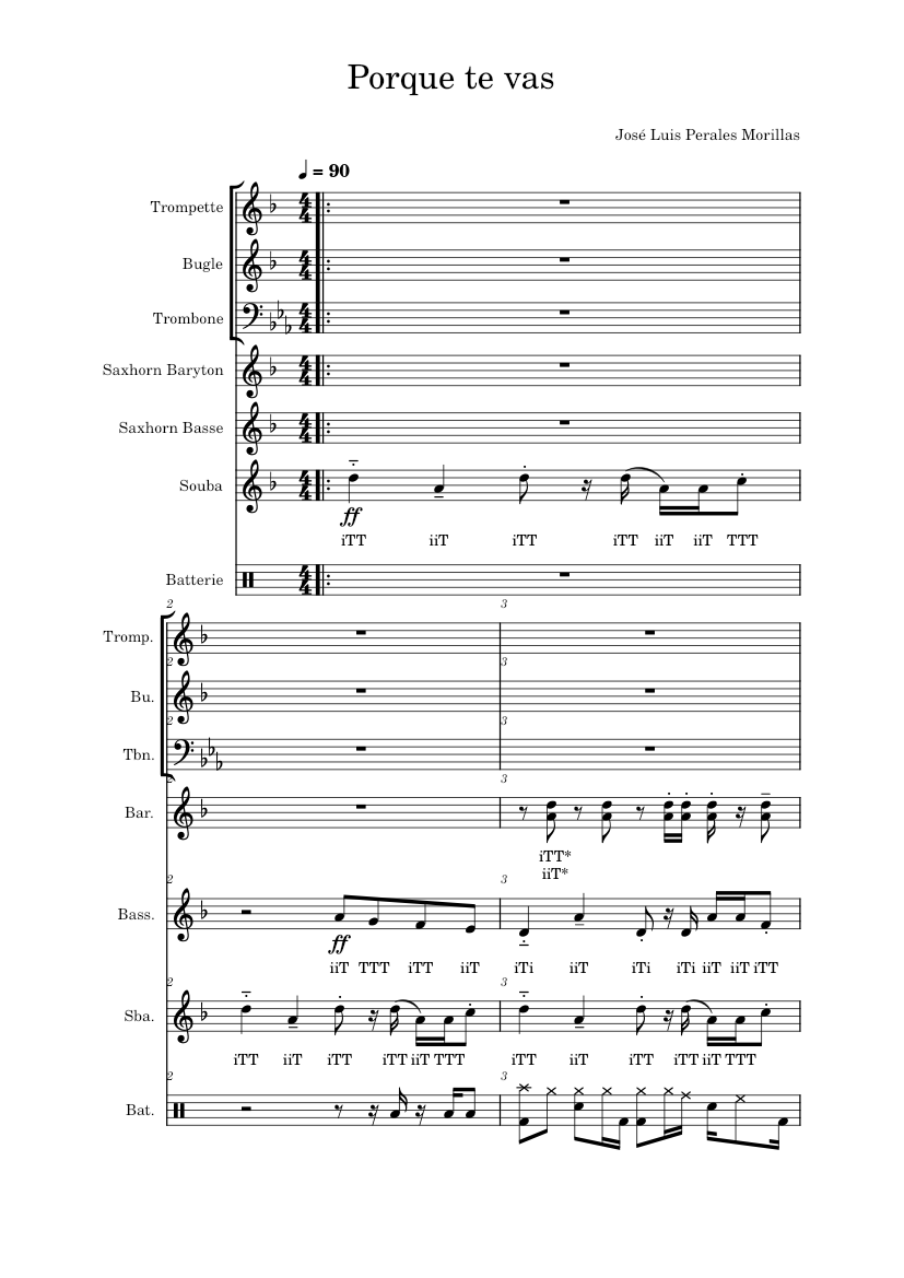 Porque te vas – José Luis Perales Sheet Music for Trombone, Euphonium ...
